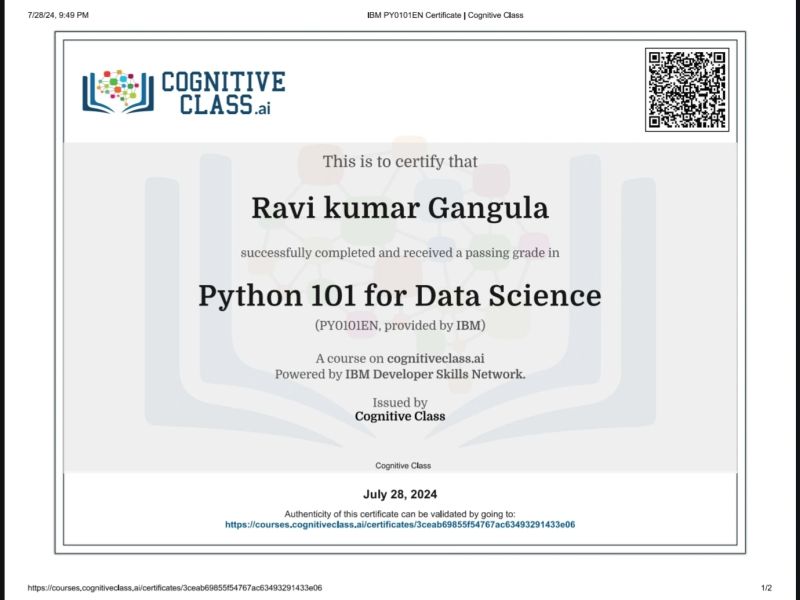 Ravi Kumar Gangula on LinkedIn: #datascience #python #ibm #cognitiveclass Ravi Kumar Gangula on LinkedIn: #datascience #python #ibm #cognitiveclass