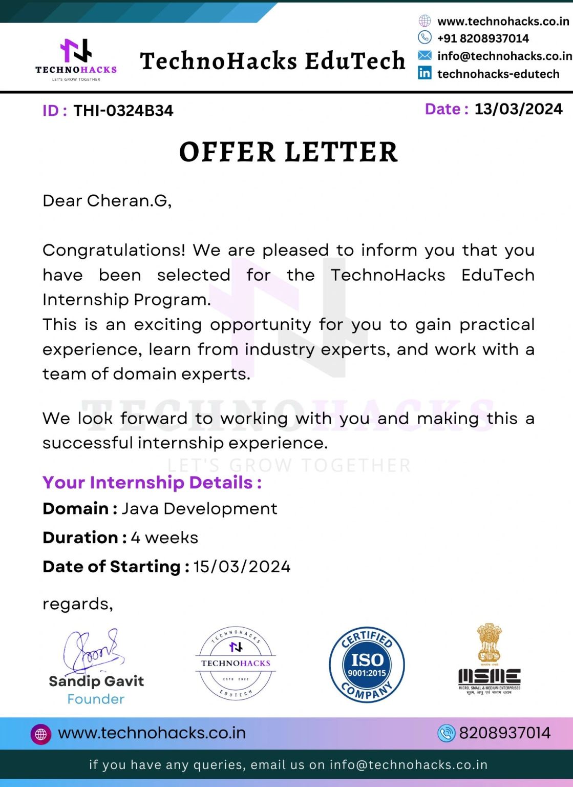 Cheran G on LinkedIn: #newjob #javadeveloper #technohackedutech Cheran G on LinkedIn: #newjob #javadeveloper #technohackedutech