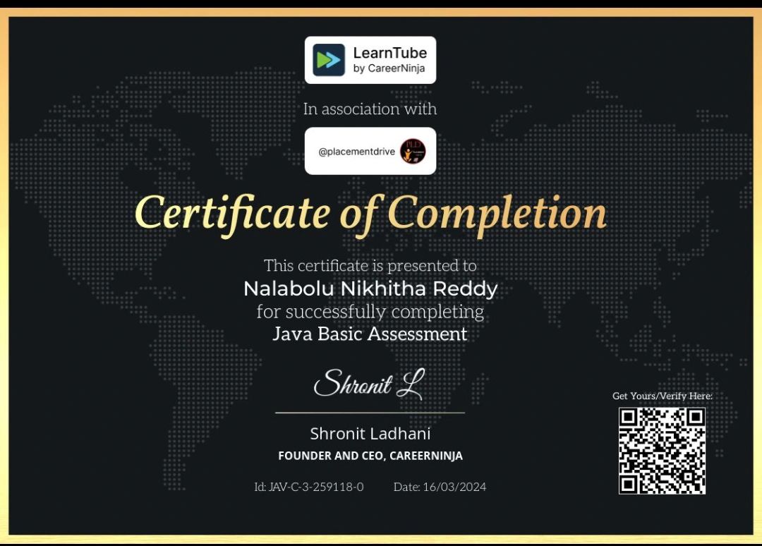 Nikhitha Reddy Nalabolu on LinkedIn: #java #careerninja Nikhitha Reddy Nalabolu on LinkedIn: #java #careerninja