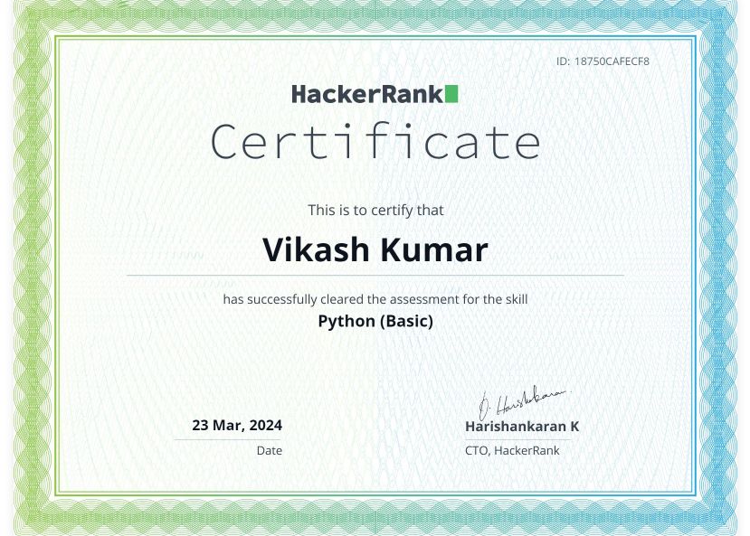 Vikash Kumar on LinkedIn: I am proud of my achievement - python ... Vikash Kumar on LinkedIn: I am proud of my achievement - python ...