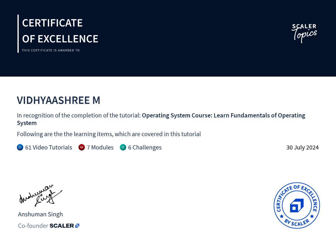 Vidhyaashree M on LinkedIn: #operatingsystems #certification #scalar # ... Vidhyaashree M on LinkedIn: #operatingsystems #certification #scalar # ...