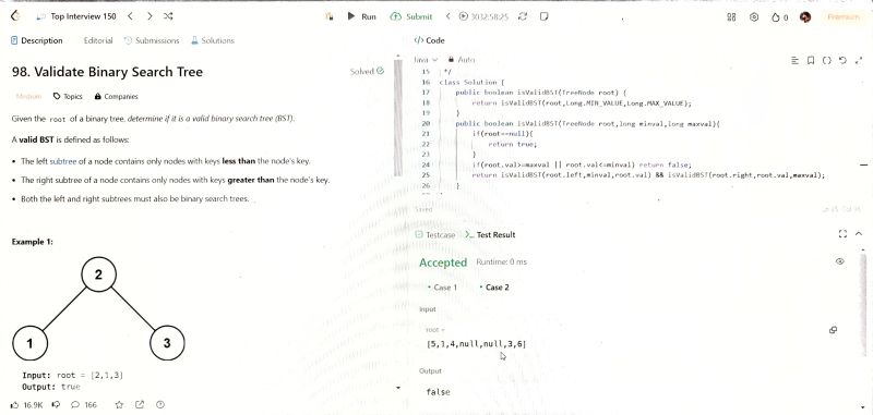 Surendra Nellore on LinkedIn: 🚀Validate Binary Search Tree in LeetCode Surendra Nellore on LinkedIn: 🚀Validate Binary Search Tree in LeetCode