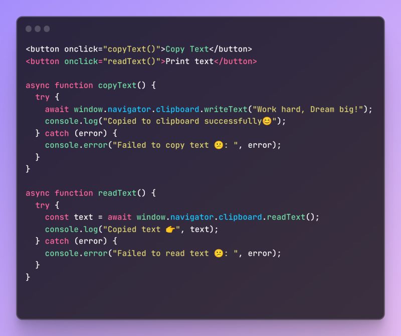 Vidhya B on LinkedIn: #javascript #clipboardapi Vidhya B on LinkedIn: #javascript #clipboardapi