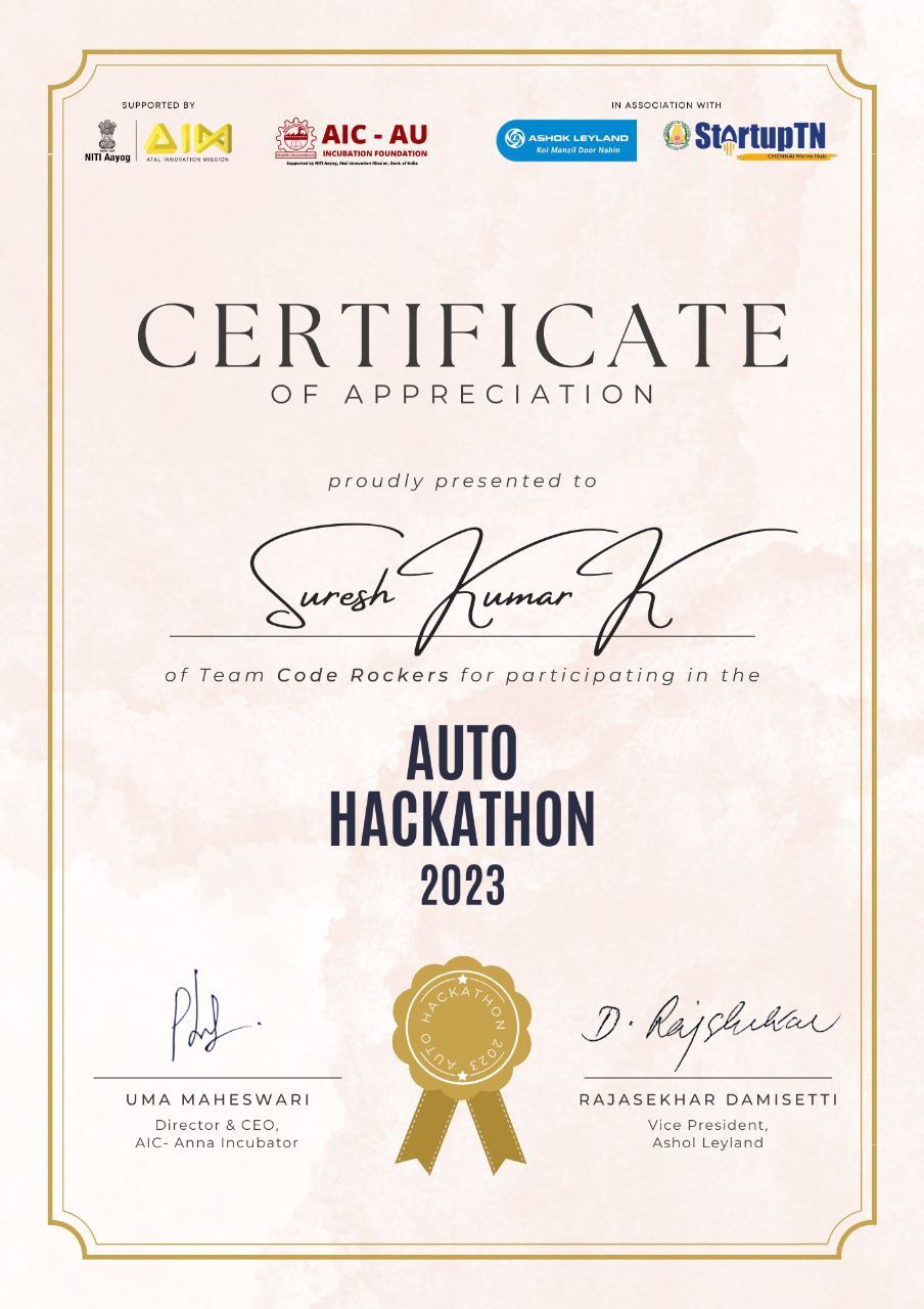 Suresh Kumar.K on LinkedIn: #connections #autohackathon #annauniversity ... Suresh Kumar.K on LinkedIn: #connections #autohackathon #annauniversity ...