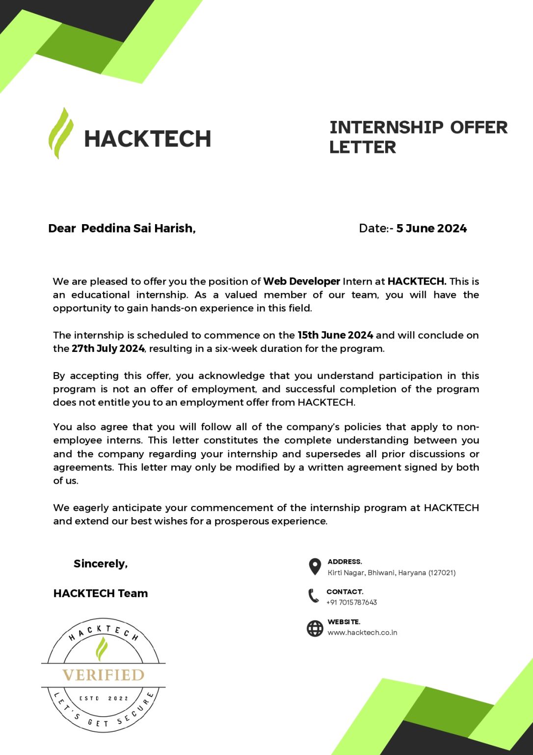 Peddina Sai Harish on LinkedIn: #internship #webdevelopment #hacktech # ... Peddina Sai Harish on LinkedIn: #internship #webdevelopment #hacktech # ...