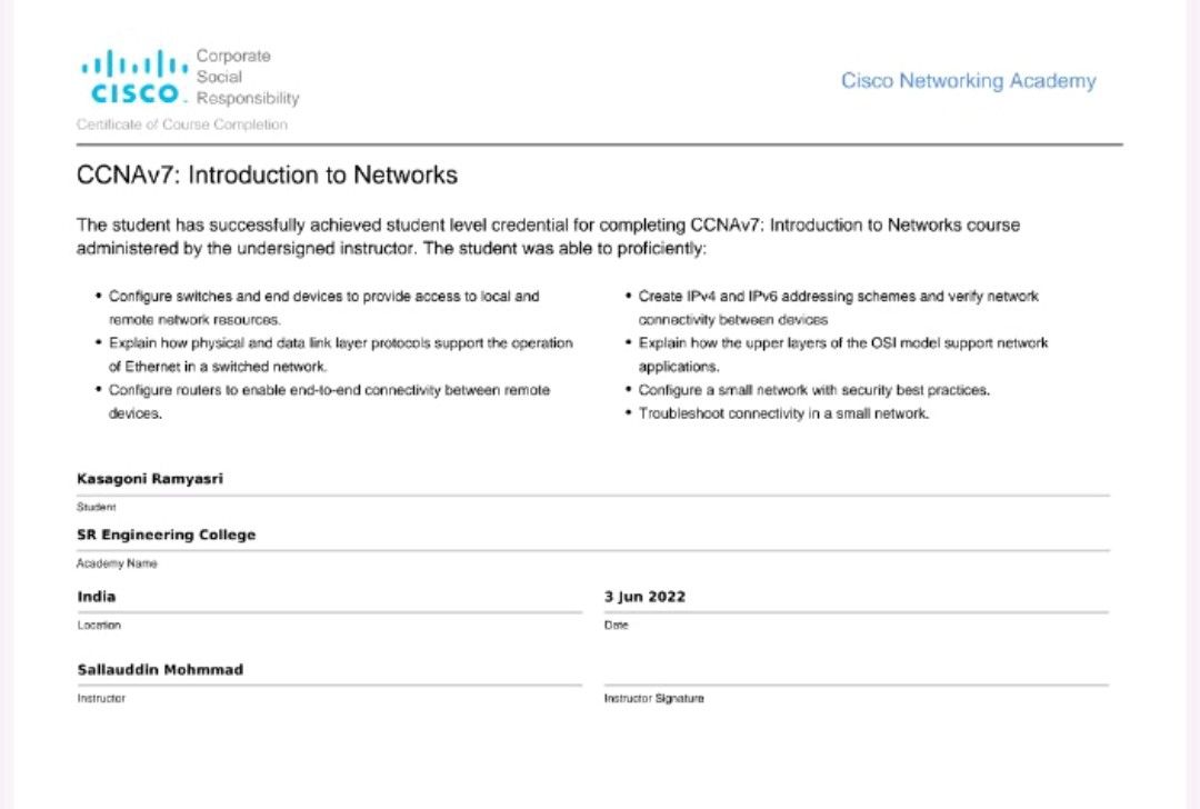 Ramya Sri Kasagoni on LinkedIn: #cisco #cisconetworkingacademy Ramya Sri Kasagoni on LinkedIn: #cisco #cisconetworkingacademy