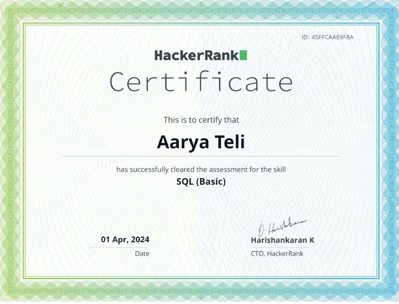 Aarya Teli on LinkedIn: #sql #certification #leetcode Aarya Teli on LinkedIn: #sql #certification #leetcode
