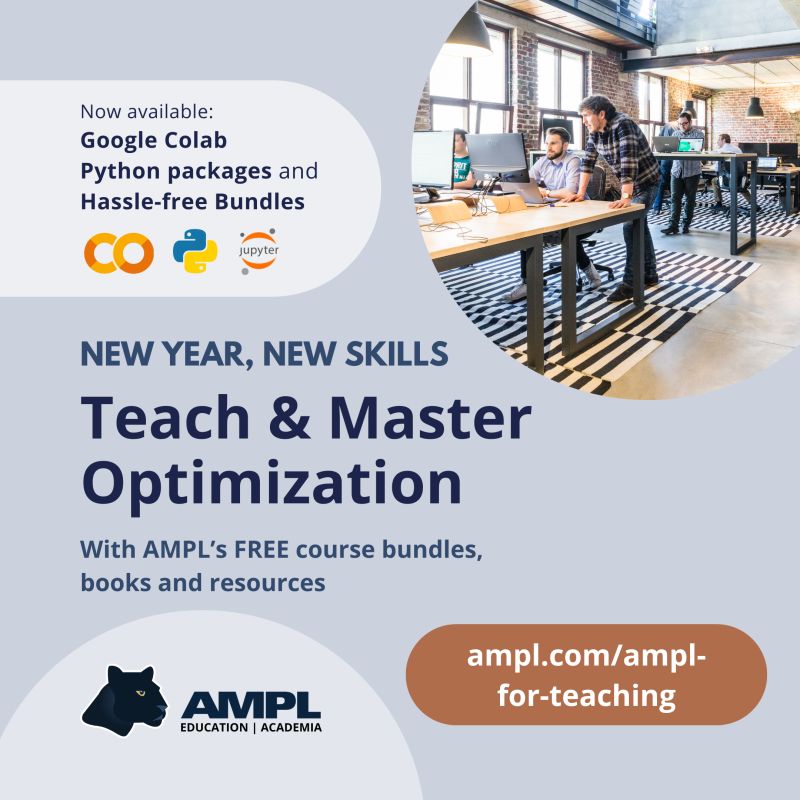 AMPL Optimization Inc. on LinkedIn: #optimization #gurobi #cplex # ... AMPL Optimization Inc. on LinkedIn: #optimization #gurobi #cplex # ...