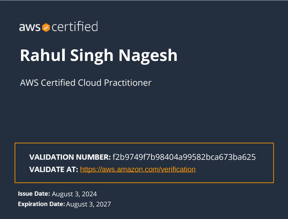 Rahul Singh Nagesh on LinkedIn: #aws #cloudpractitioner #certification ... Rahul Singh Nagesh on LinkedIn: #aws #cloudpractitioner #certification ...
