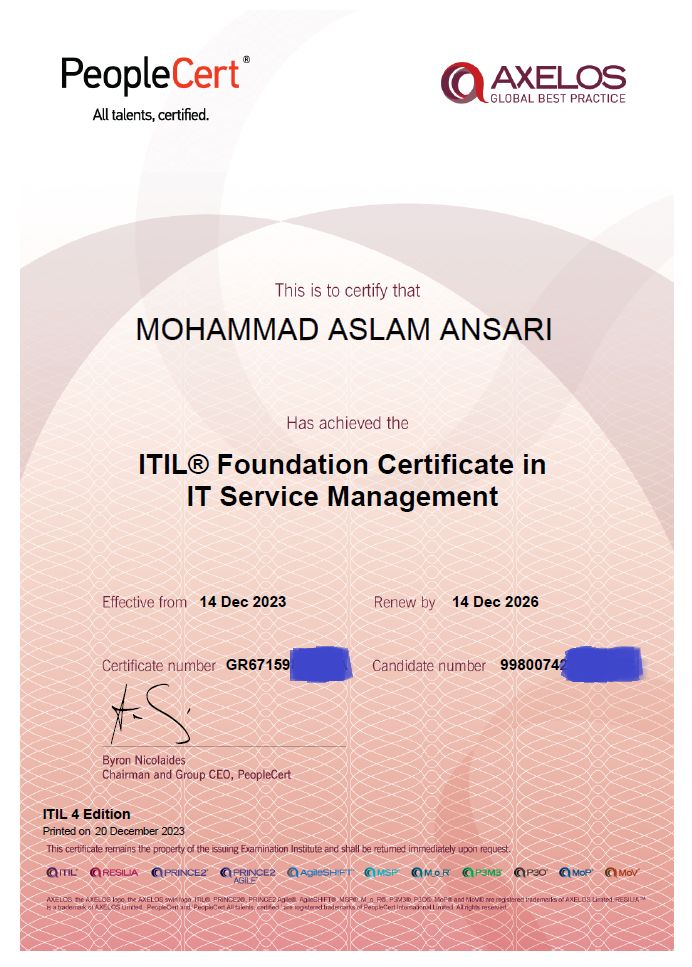 Mohammad Aslam Ansari on LinkedIn: #itilv4 #axelos Mohammad Aslam Ansari on LinkedIn: #itilv4 #axelos