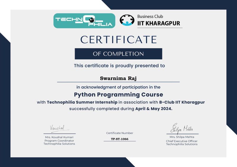 Swarnima Raj on LinkedIn: #technophilia #python #programming Swarnima Raj on LinkedIn: #technophilia #python #programming