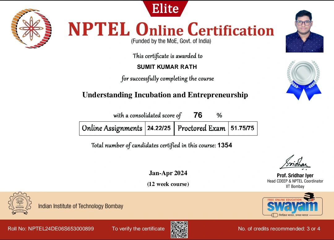 Sumit kumar Rath on LinkedIn: Successfully completed My NPTEL, AICTE ... Sumit kumar Rath on LinkedIn: Successfully completed My NPTEL, AICTE ...