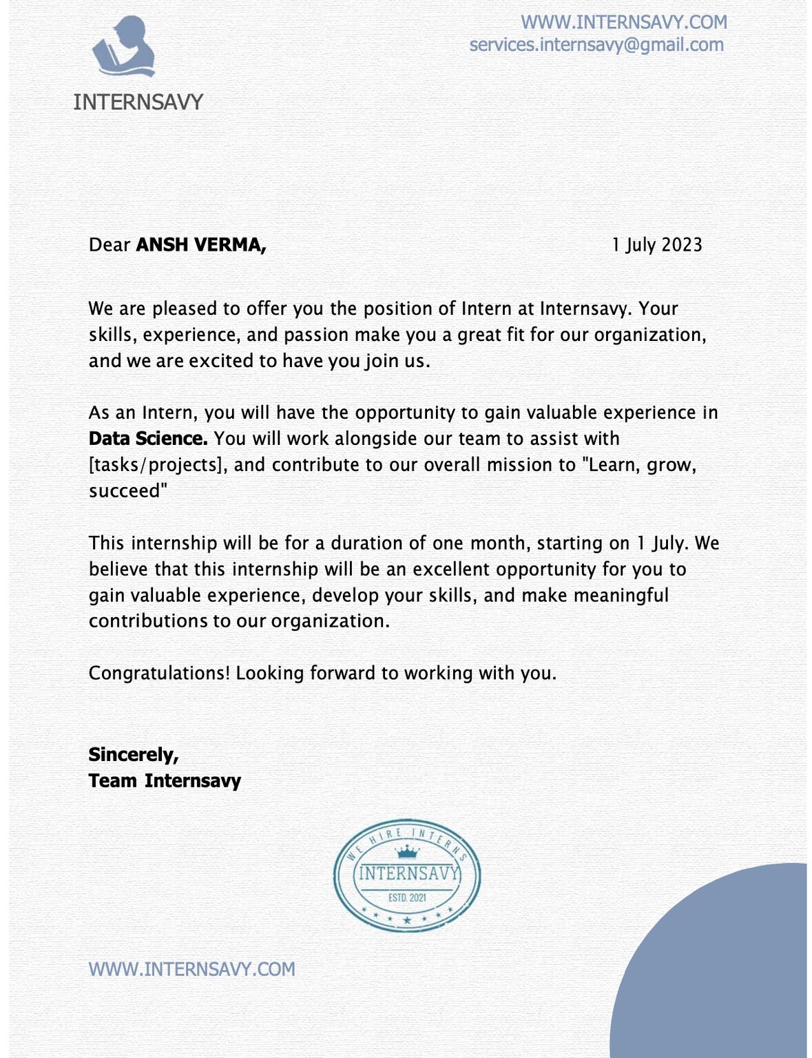Ansh Verma on LinkedIn: #internship #internsavy #datascience # ... Ansh Verma on LinkedIn: #internship #internsavy #datascience # ...