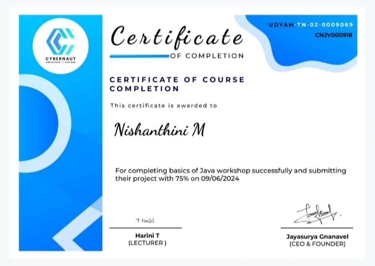 Nishanthini Murugan on LinkedIn: #java #cybernaut #programming # ... Nishanthini Murugan on LinkedIn: #java #cybernaut #programming # ...