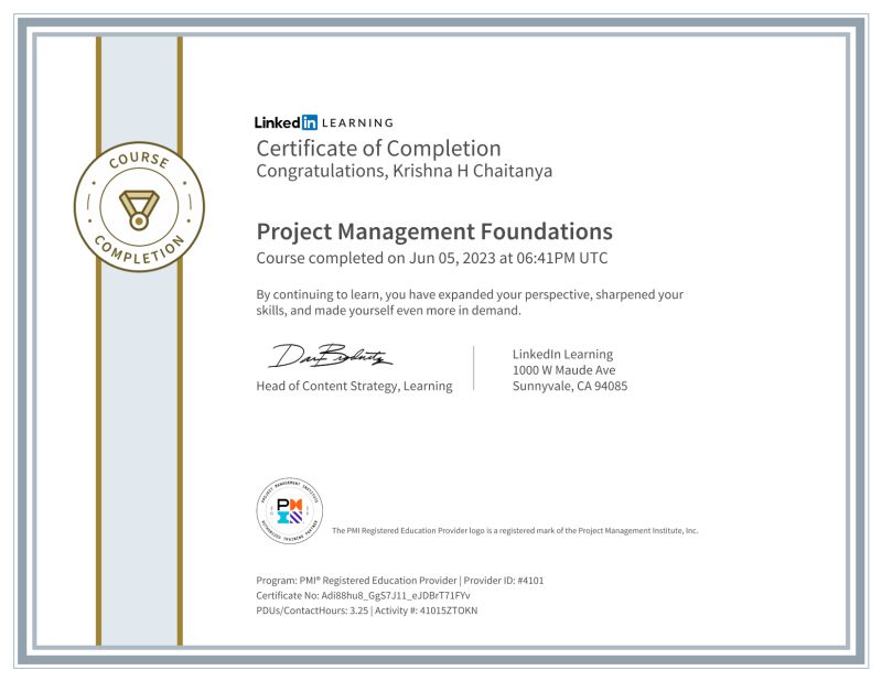 Krishna H Chaitanya on LinkedIn: Certificate of Completion Krishna H Chaitanya on LinkedIn: Certificate of Completion