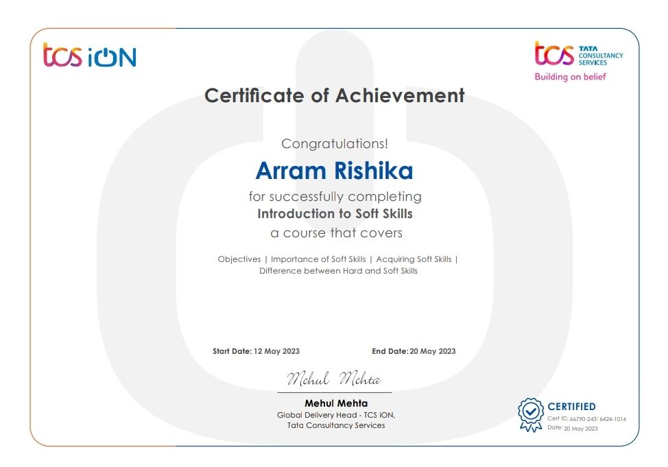 Arram Rishika on LinkedIn: #tcsion #softskills #communicationskills # ... Arram Rishika on LinkedIn: #tcsion #softskills #communicationskills # ...