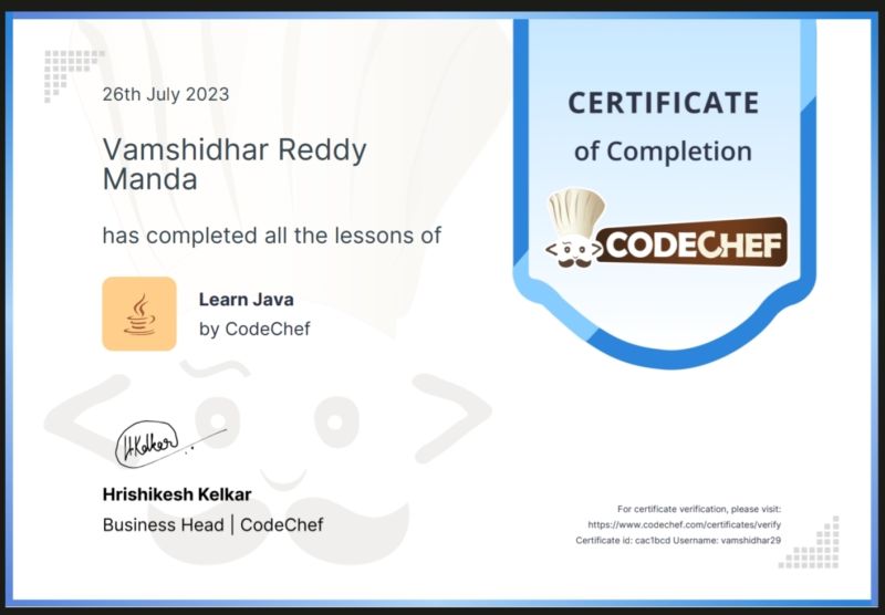 Vamshidhar Reddy Manda on LinkedIn: #javaprogramming #codechef #coding Vamshidhar Reddy Manda on LinkedIn: #javaprogramming #codechef #coding