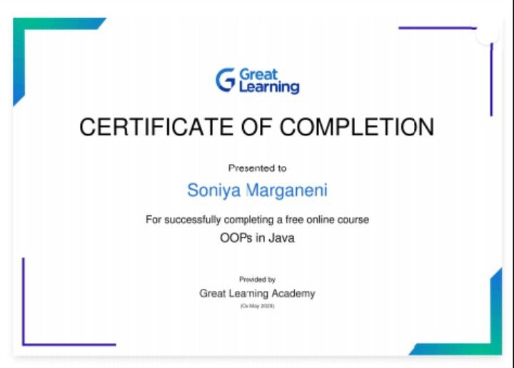 Soniya Marganeni on LinkedIn: #greatlearning #java #oops Soniya Marganeni on LinkedIn: #greatlearning #java #oops