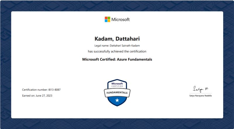 Dattahari Kadam on LinkedIn: #azurecertified #cloudexpertise #az900 Dattahari Kadam on LinkedIn: #azurecertified #cloudexpertise #az900