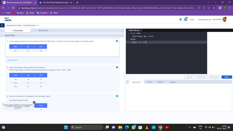 Ravi Kiran Pathivada on LinkedIn: #day8 #30daysofcodechallenge #sql # ... Ravi Kiran Pathivada on LinkedIn: #day8 #30daysofcodechallenge #sql # ...