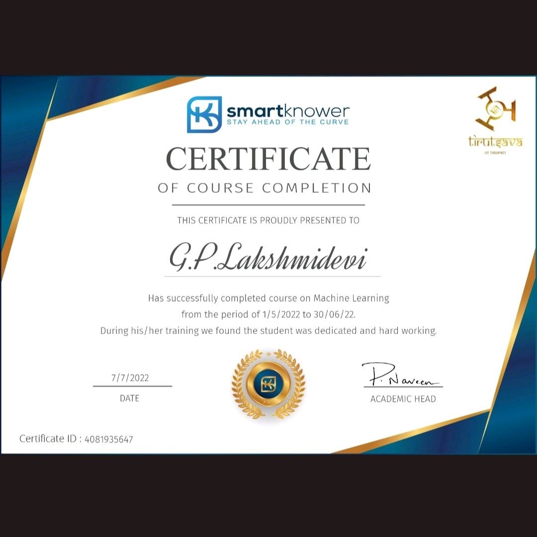 Penchalalakshmi devi Gona on LinkedIn: #smartknower #machinelearning # ... Penchalalakshmi devi Gona on LinkedIn: #smartknower #machinelearning # ...