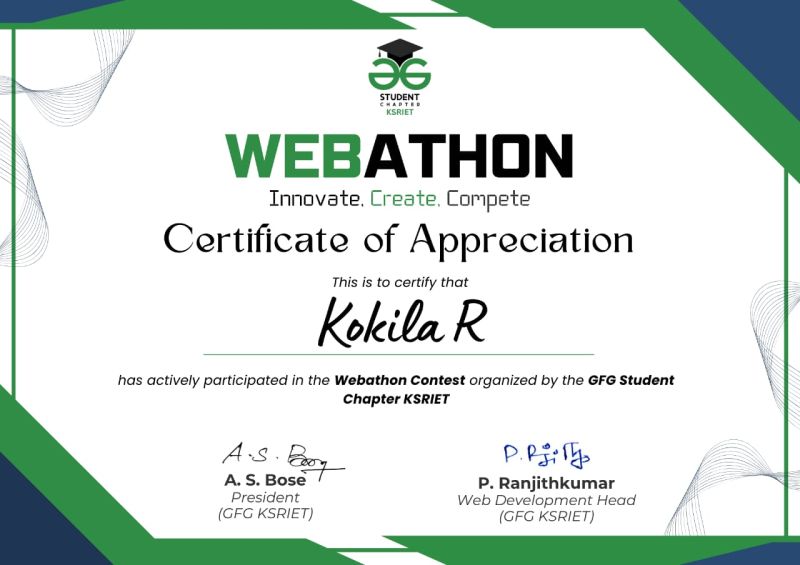 Kokila Ranjith on LinkedIn: #webathonchampion #html #css #javascript Kokila Ranjith on LinkedIn: #webathonchampion #html #css #javascript
