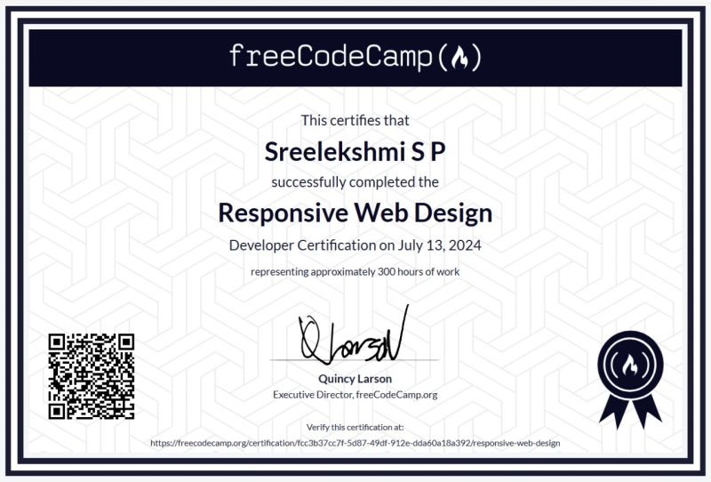 Sreelekshmi S P on LinkedIn: Thanks to freeCodeCamp 's free resources i ... Sreelekshmi S P on LinkedIn: Thanks to freeCodeCamp 's free resources i ...