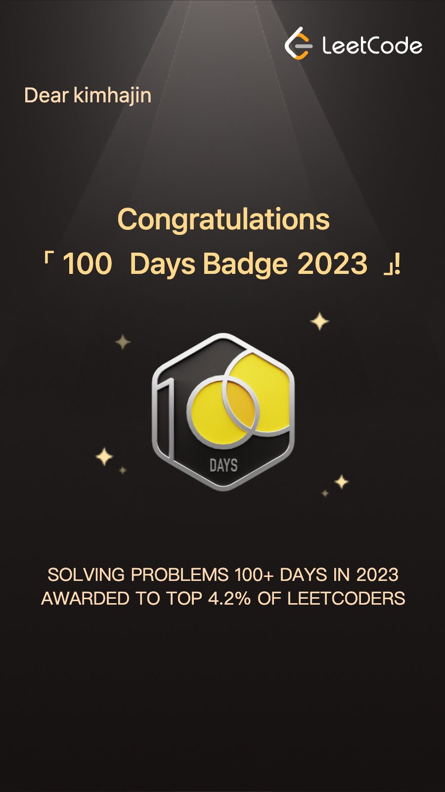 Hajin Kim on LinkedIn: LeetCode 100 Days! Hajin Kim on LinkedIn: LeetCode 100 Days!
