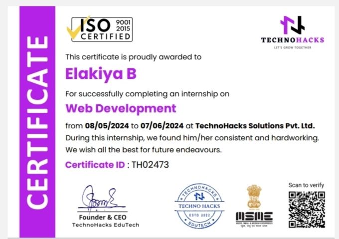 Elakiya B on LinkedIn: #webdev #certificateachievement # ... Elakiya B on LinkedIn: #webdev #certificateachievement # ...
