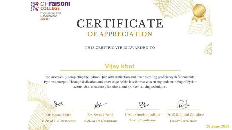 Vijay Khot on LinkedIn: #python #programming #certification # ... Vijay Khot on LinkedIn: #python #programming #certification # ...