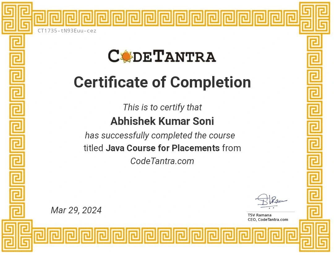 Abhishek Kumar Shaw on LinkedIn: #javaprogramming #certification # ... Abhishek Kumar Shaw on LinkedIn: #javaprogramming #certification # ...