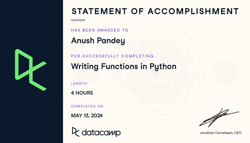 Anush Pandey on LinkedIn: #datacamp #python #coding #techskills Anush Pandey on LinkedIn: #datacamp #python #coding #techskills