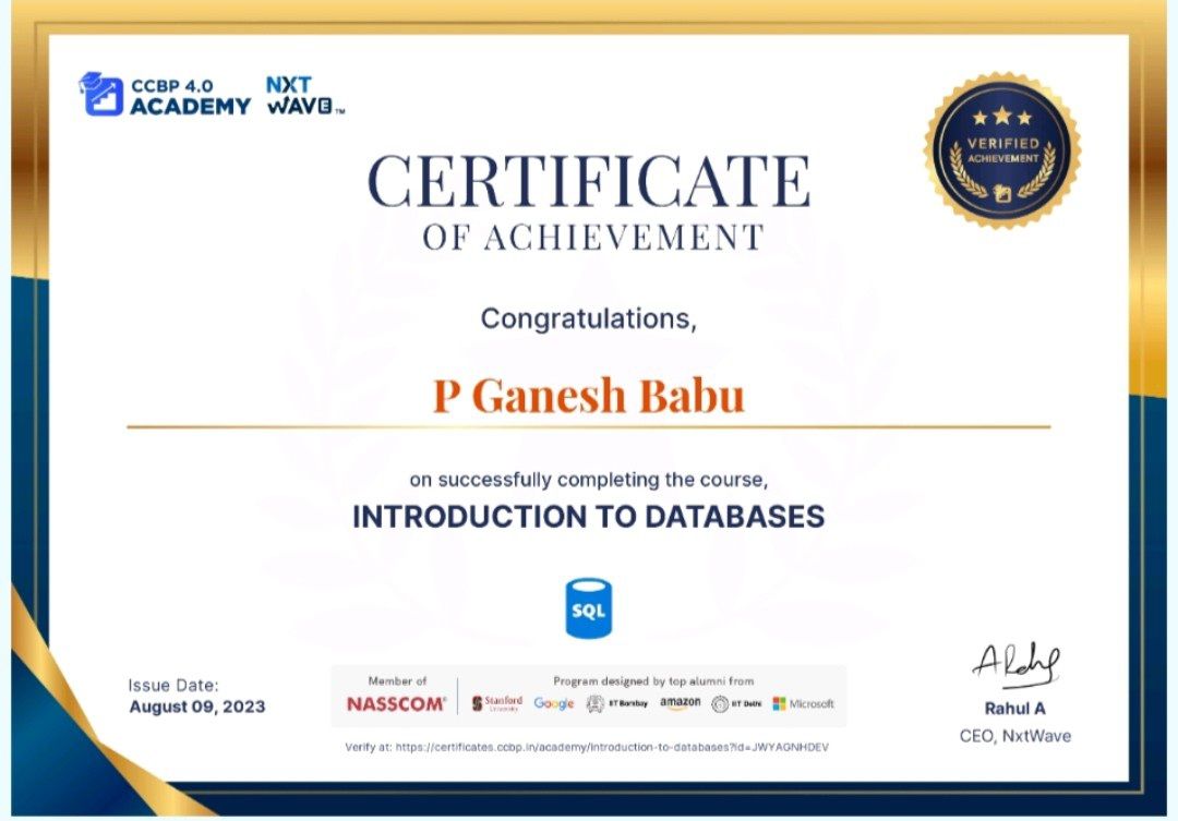 Ganesh Polu on LinkedIn: #sqldatabase #nxtwaveteam #database # ... Ganesh Polu on LinkedIn: #sqldatabase #nxtwaveteam #database # ...