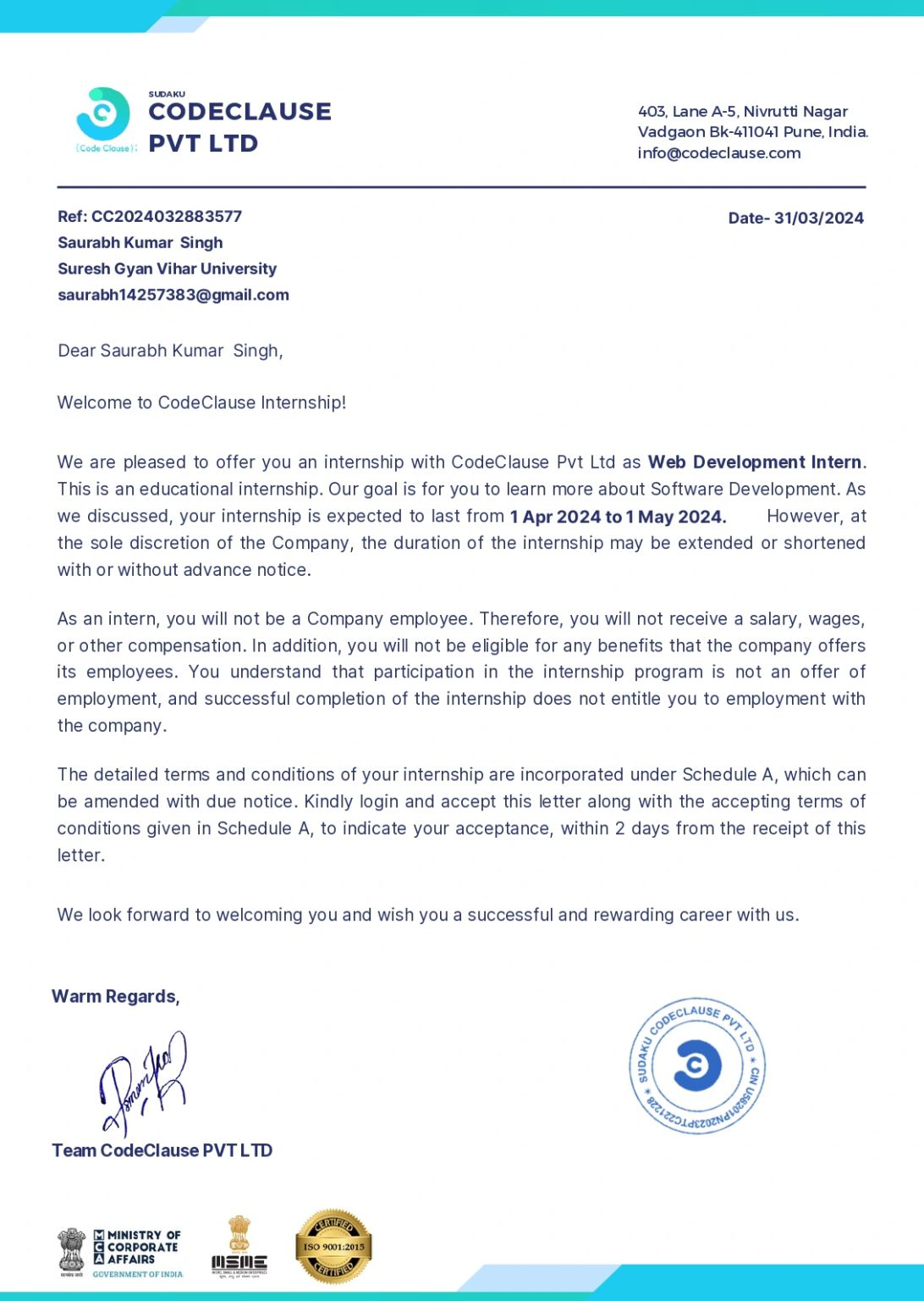 Saurabh Kumar Singh on LinkedIn: #internship #intern #codeclause # ... Saurabh Kumar Singh on LinkedIn: #internship #intern #codeclause # ...