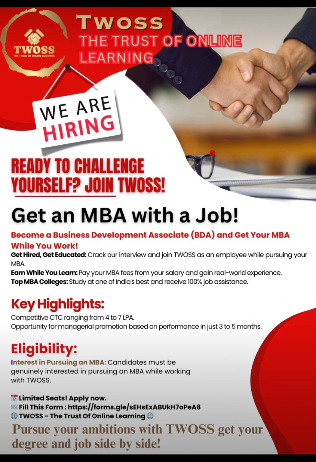 Join TWOSS Learning, India's First 'Job with MBA' Program | Sachin ... Join TWOSS Learning, India's First 'Job with MBA' Program | Sachin ...