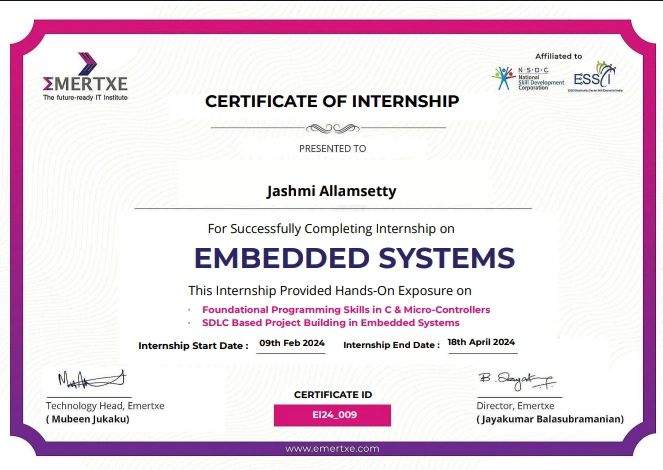 Jashmi Allamsetty on LinkedIn: Emertxe Information Technologies Jashmi Allamsetty on LinkedIn: Emertxe Information Technologies