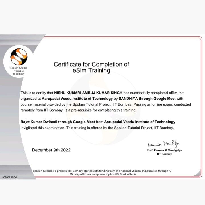 Nishu Kumari on LinkedIn: IIT Bombay certificate eSim Nishu Kumari on LinkedIn: IIT Bombay certificate eSim