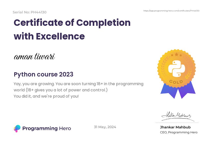 Aman Tiwari on LinkedIn: #programminghero #programming #coding Aman Tiwari on LinkedIn: #programminghero #programming #coding