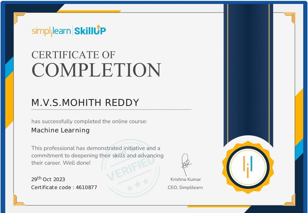 mohith reddy on LinkedIn: machine learning with python mohith reddy on LinkedIn: machine learning with python