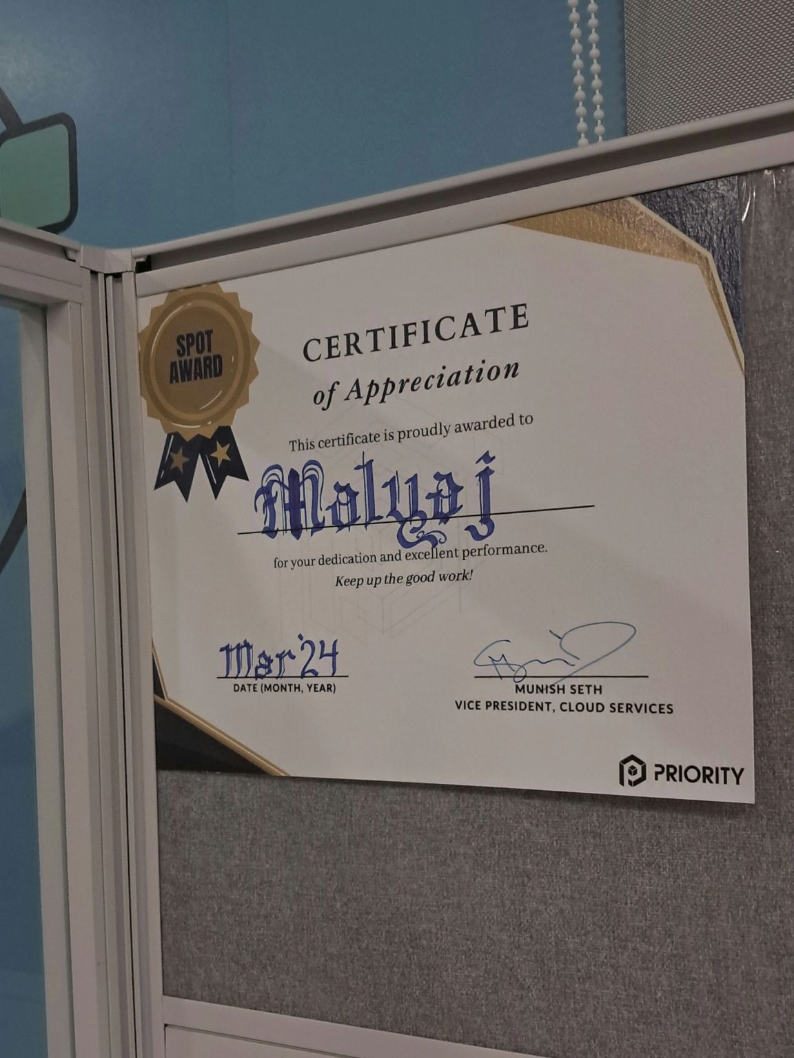 Malyaj Singh on LinkedIn: received this a while ago... Malyaj Singh on LinkedIn: received this a while ago...