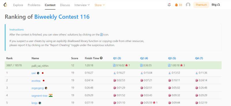 I got a Global Rank in LeetCode Contest 116 | Palli Sai Nithin posted ... I got a Global Rank in LeetCode Contest 116 | Palli Sai Nithin posted ...