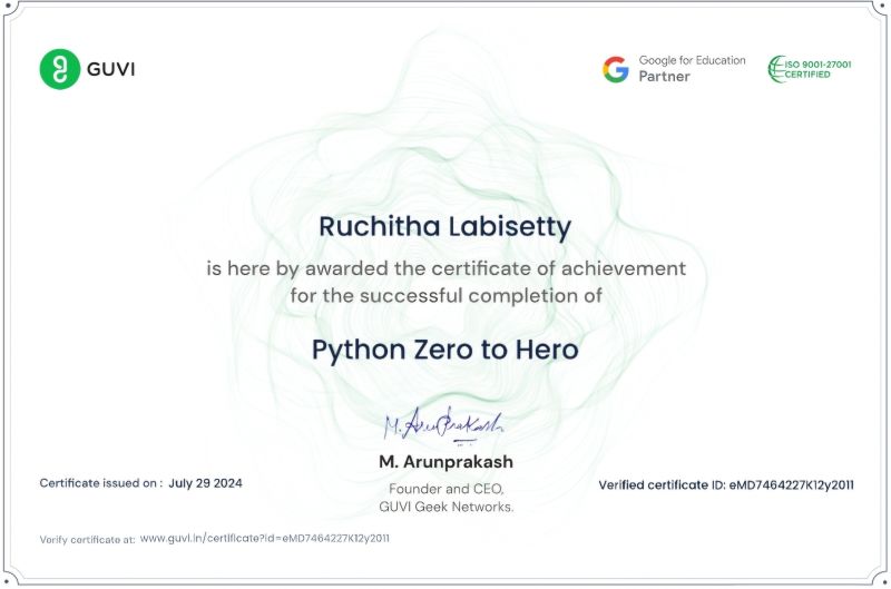 RUCHITHA LABISETTY on LinkedIn: #python #programming #guvi # ... RUCHITHA LABISETTY on LinkedIn: #python #programming #guvi # ...