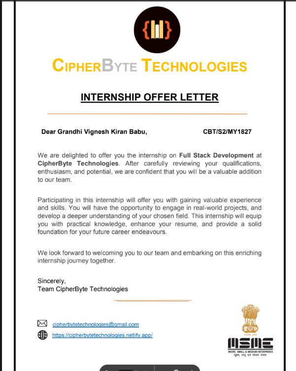 Grandhi Vignesh Kiran Babu on LinkedIn: #cipherbytetechnologies # ... Grandhi Vignesh Kiran Babu on LinkedIn: #cipherbytetechnologies # ...
