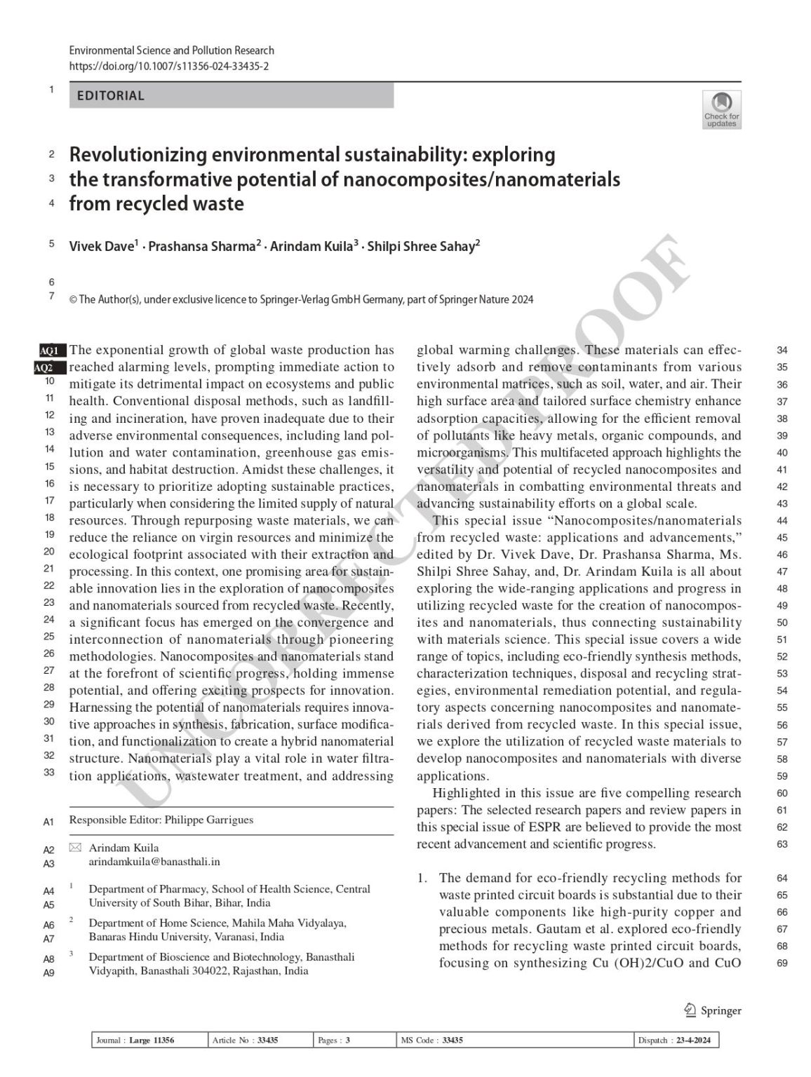 Arindam Kuila on LinkedIn: An editorial in Environmental Science and ... Arindam Kuila on LinkedIn: An editorial in Environmental Science and ...