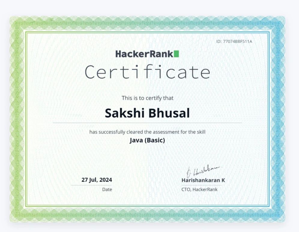 Sakshi Bhusal on LinkedIn: #java #coding #learning #hackerrank Sakshi Bhusal on LinkedIn: #java #coding #learning #hackerrank