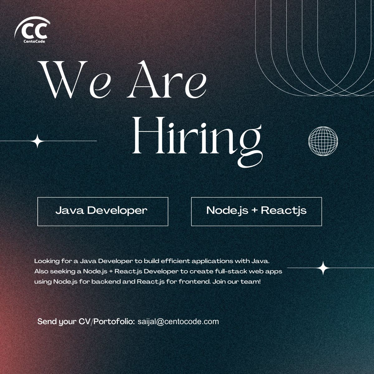 CentoCode on LinkedIn: #hiring #javadeveloper #nodejs #reactjs # ... CentoCode on LinkedIn: #hiring #javadeveloper #nodejs #reactjs # ...