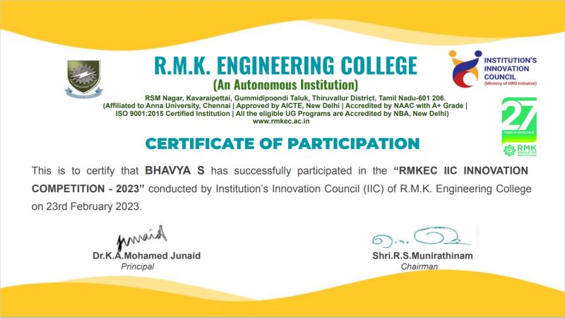 Bhavya Srinivasalu on LinkedIn: #rmkec #innovation #eie Bhavya Srinivasalu on LinkedIn: #rmkec #innovation #eie