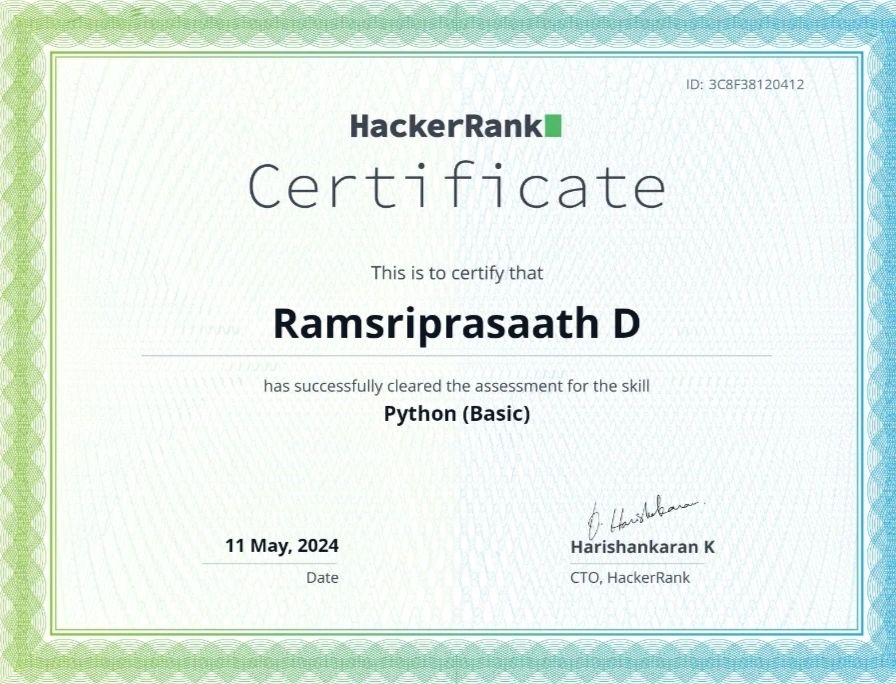 Ramsriprasaath D on LinkedIn: Ramsriprasaath D on LinkedIn: