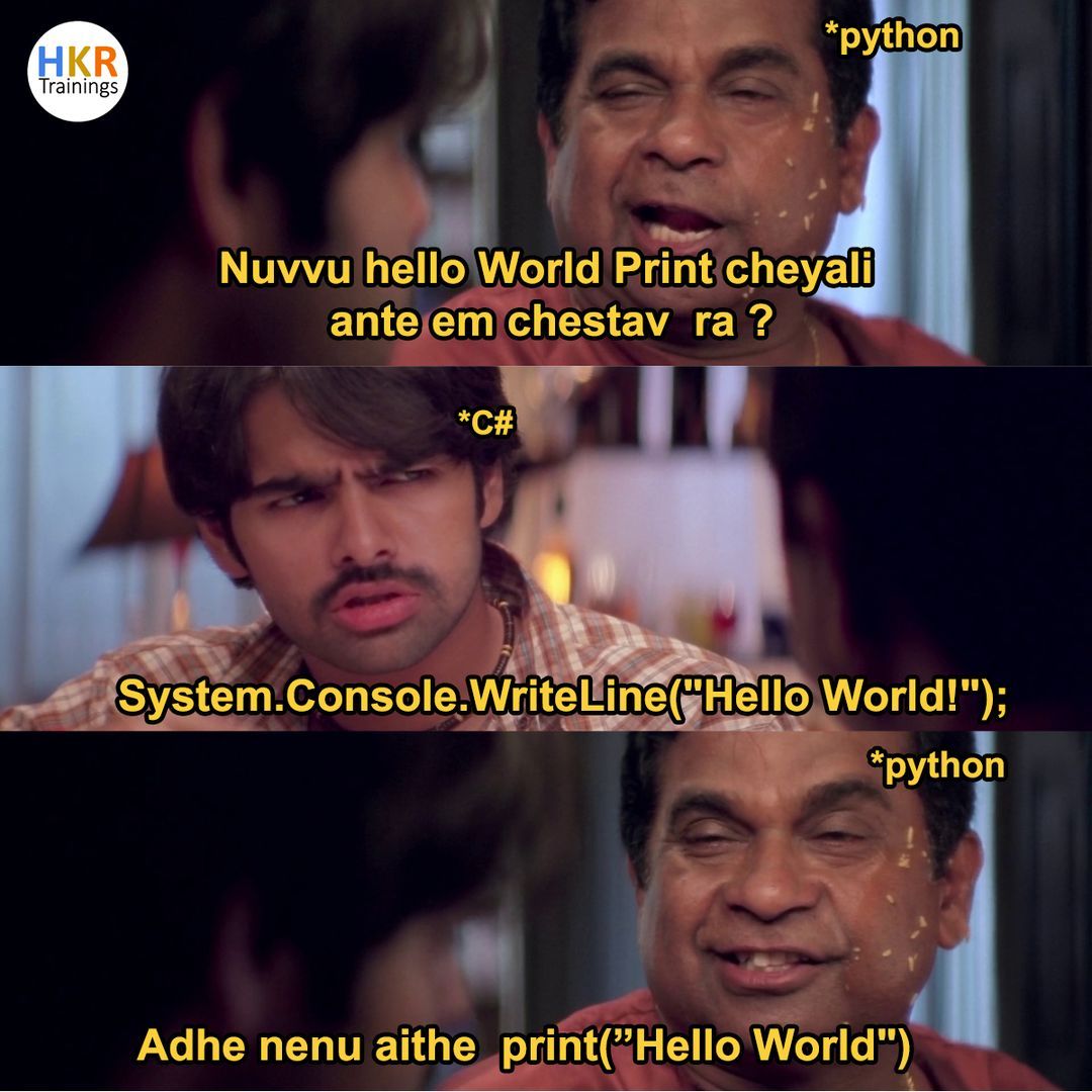 HKR Trainings on LinkedIn: #pythonmemes #programminghumor #pythonfun # ... HKR Trainings on LinkedIn: #pythonmemes #programminghumor #pythonfun # ...