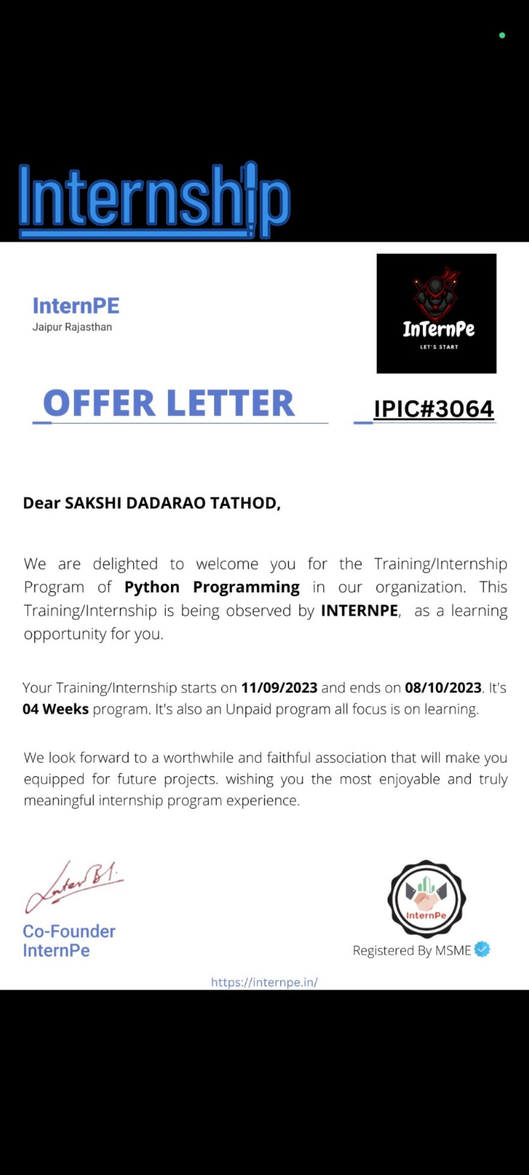Sakshi Tathod posted on LinkedIn Sakshi Tathod posted on LinkedIn